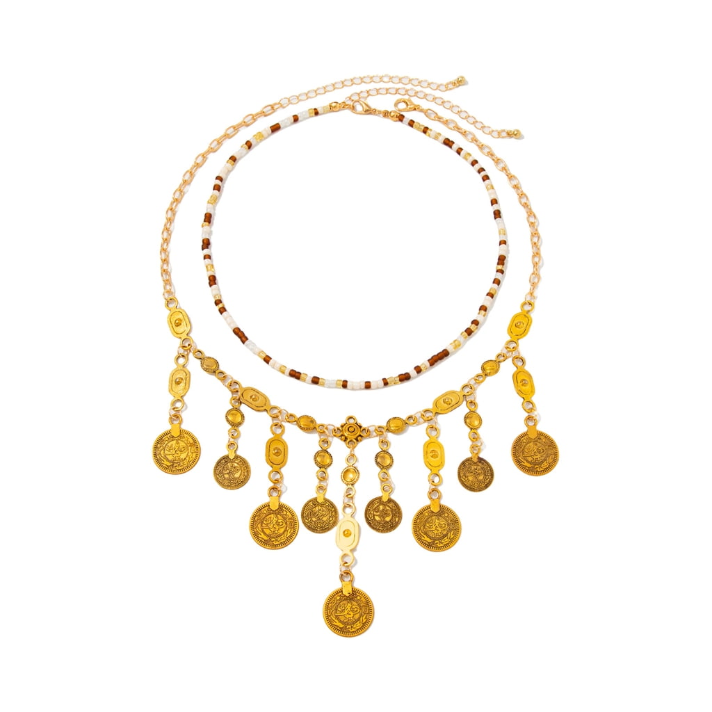 1 Set Artistic Ethnic Jewelry Layering Chain Necklace Metal Pendant and ...