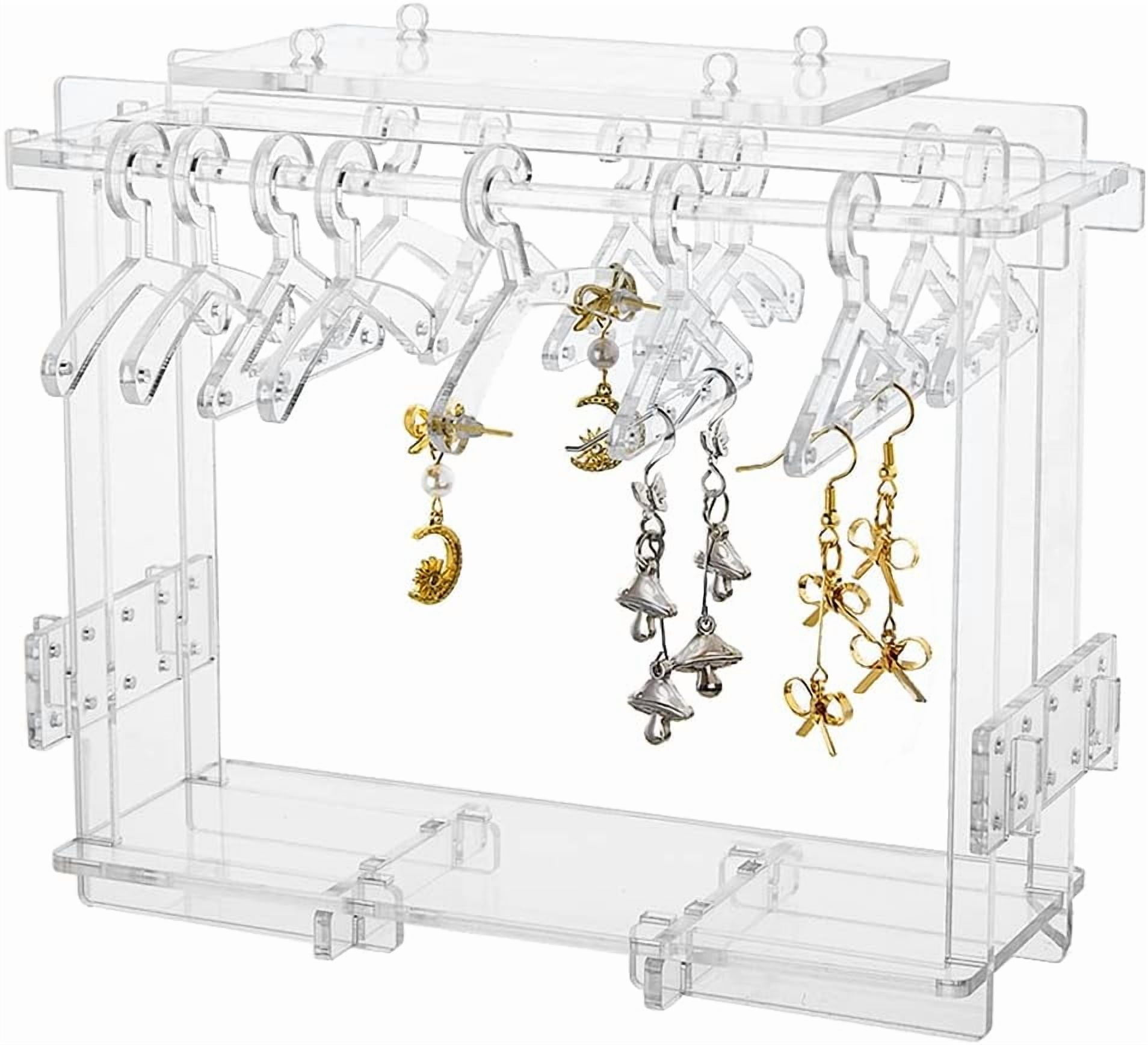1 Set Assembled Transparent Acrylic Earring Display Stands Coat Hanger ...