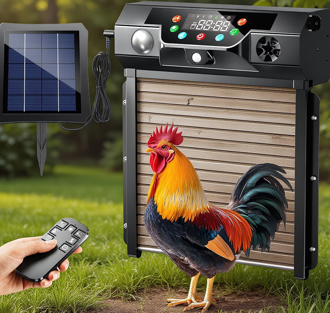1 Set Automatic Chicken Coop Door, Solar , Roll-Up Design, Timer ...
