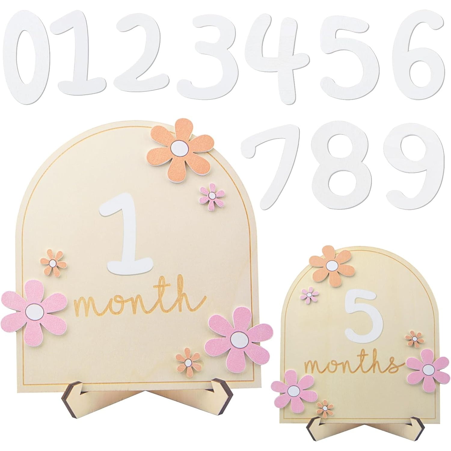 1 Set Baby Monthly Milestone Cards with 10 Interchangeable Numbers and ...