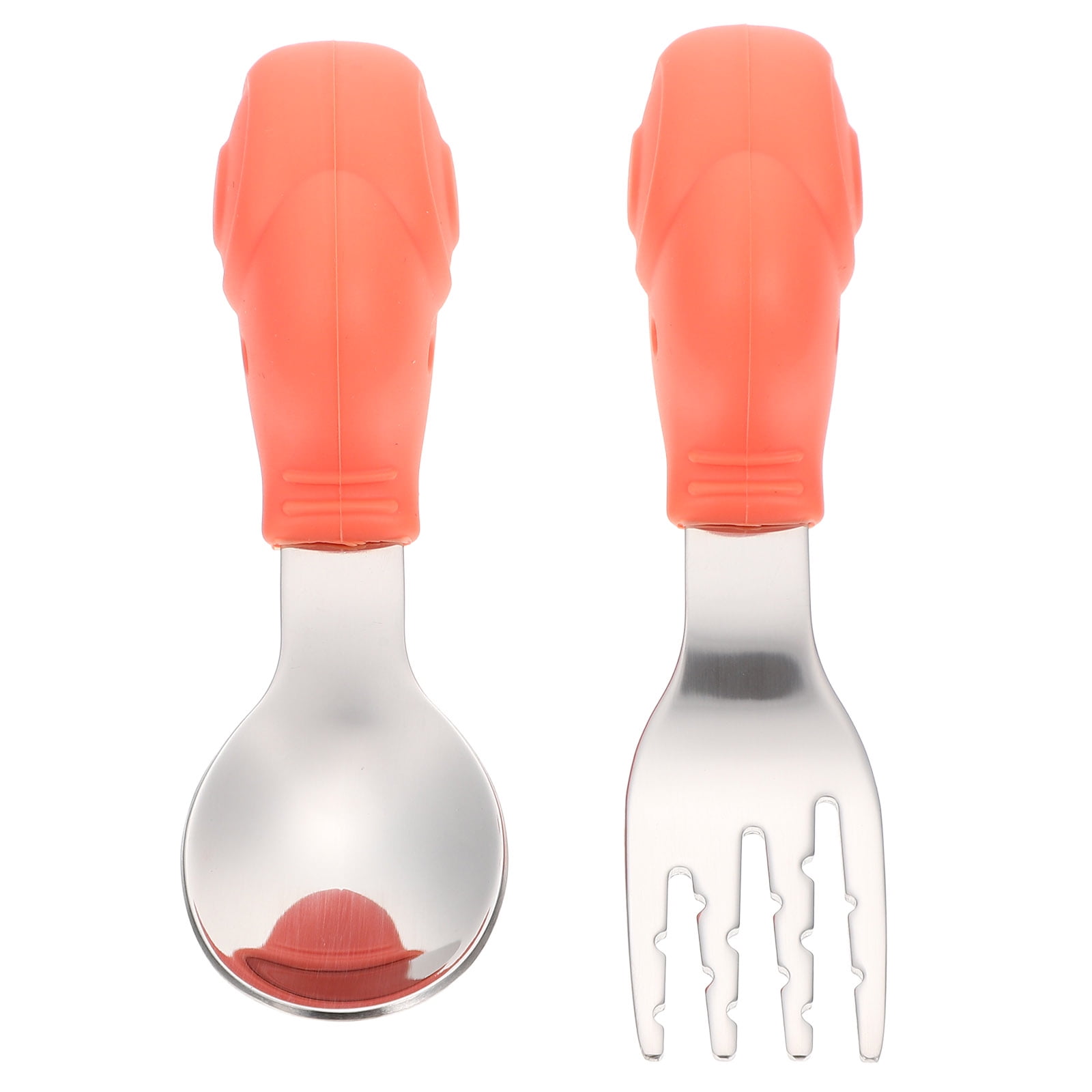 1 Set Baby Tableware Set Infant Food Feeding Spoon Fork Stainless Steel ...