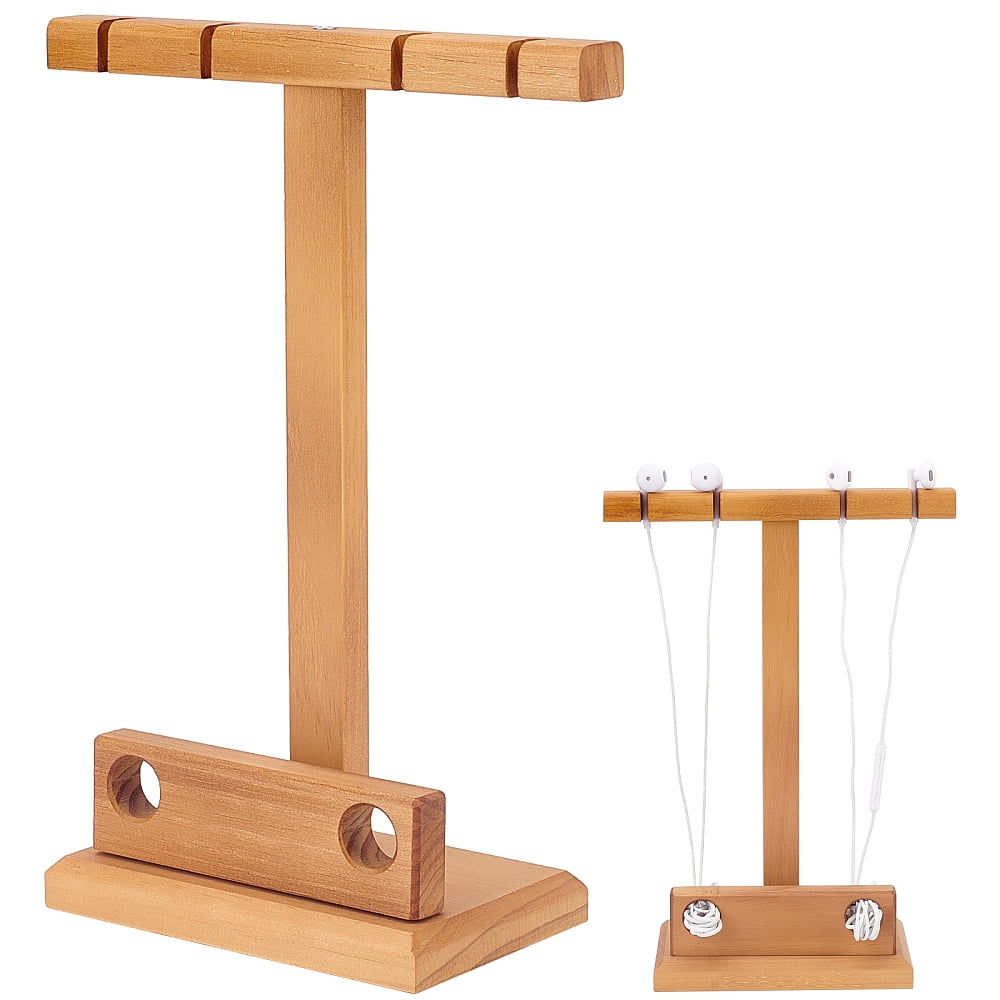 1 Set Bamboo Cable Cord Display Stands Cable Management Organizer with ...