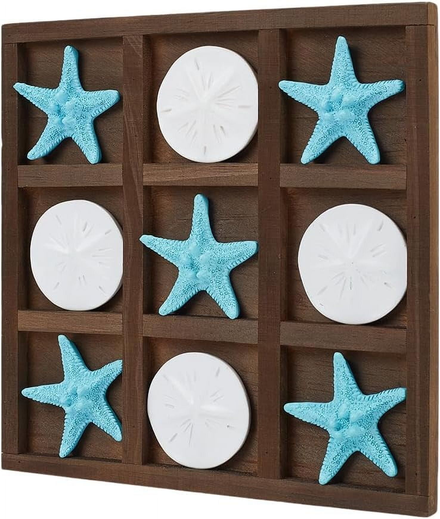 1 Set Beach Decor Starfish Tic Tac Toe Board 9-Slot Wood Board Starfish ...