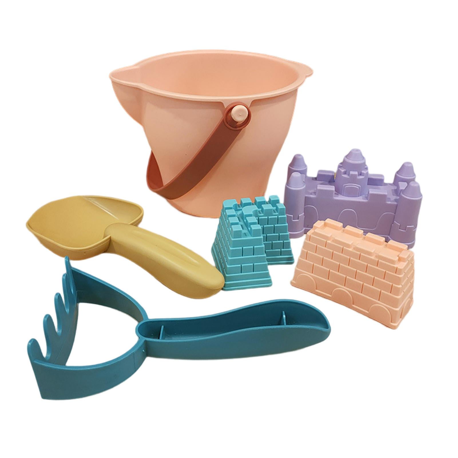 1 Set Beach Sand Toys Colored Sand Bucket Shovel Rake Castle Molds Six ...