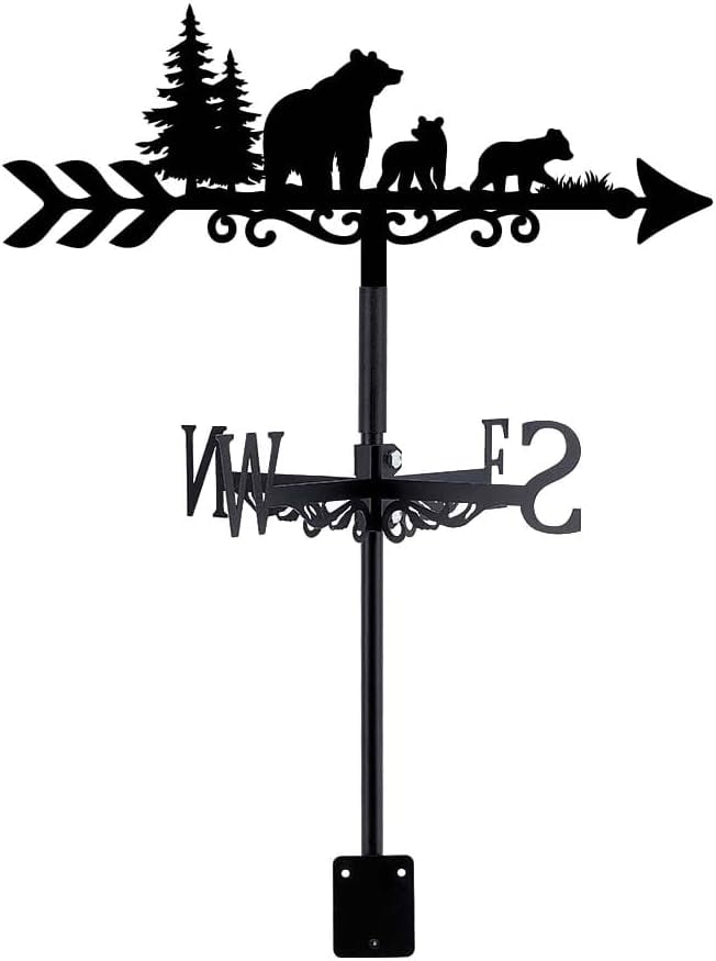 1 Set Bear Family Weather Vane Forest Bear Weathervanes Black Metal ...