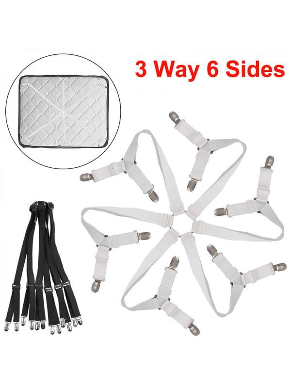 1 Set Bed Sheet Clips 3 Way Anti-slip Practical 6 Sides Elastic Sheet ...