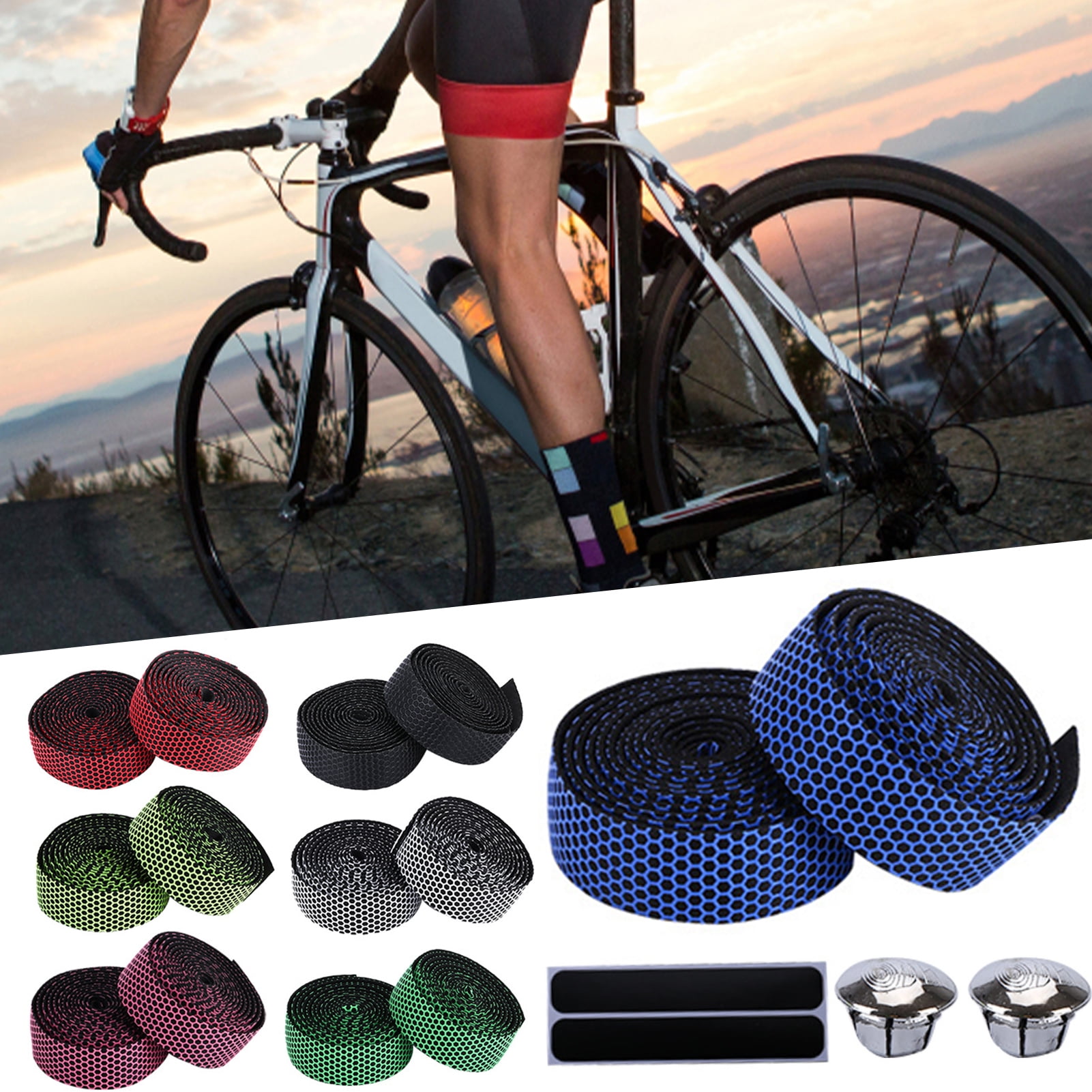 1 Set Bicycle Handlebar Tape Honeycomb Anti-slip Breathable Lightweight ...