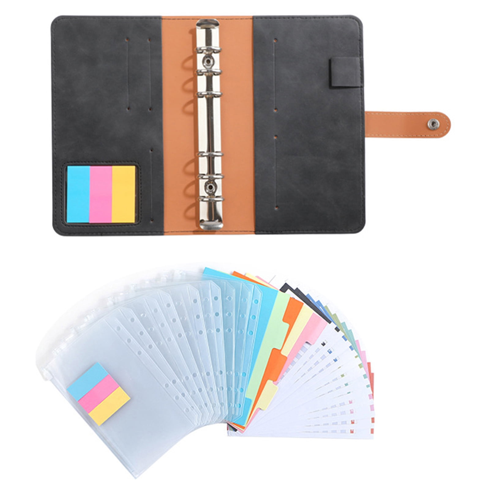 1 Set Binder Notebook with Sticky Notes Clear Pockets, Budget Sheets ...