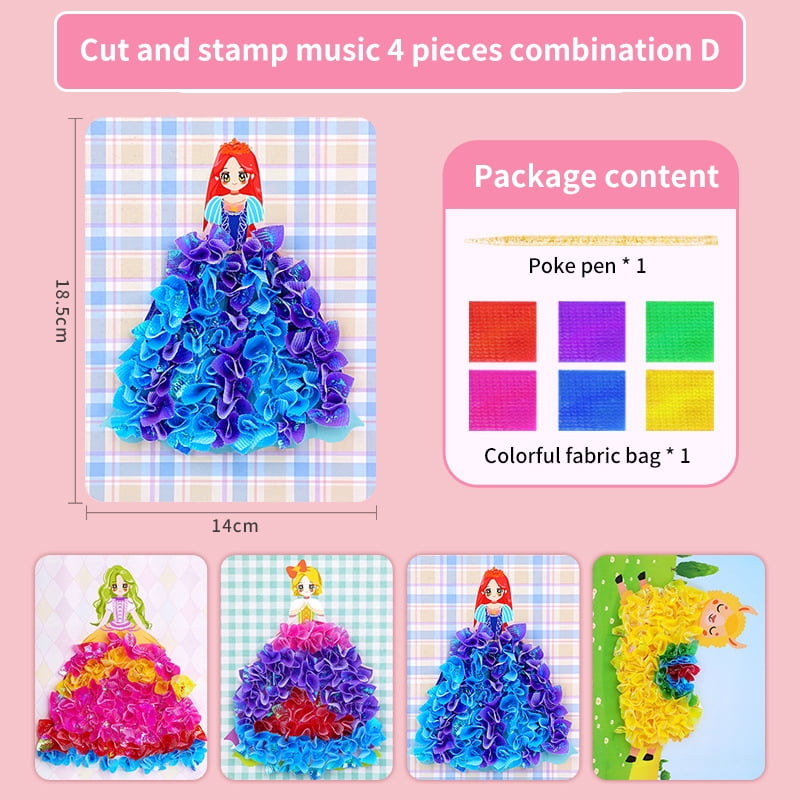 1 Set Birthday Gifts For Girl Children Fabric Poking Art DIY Puzzle ...
