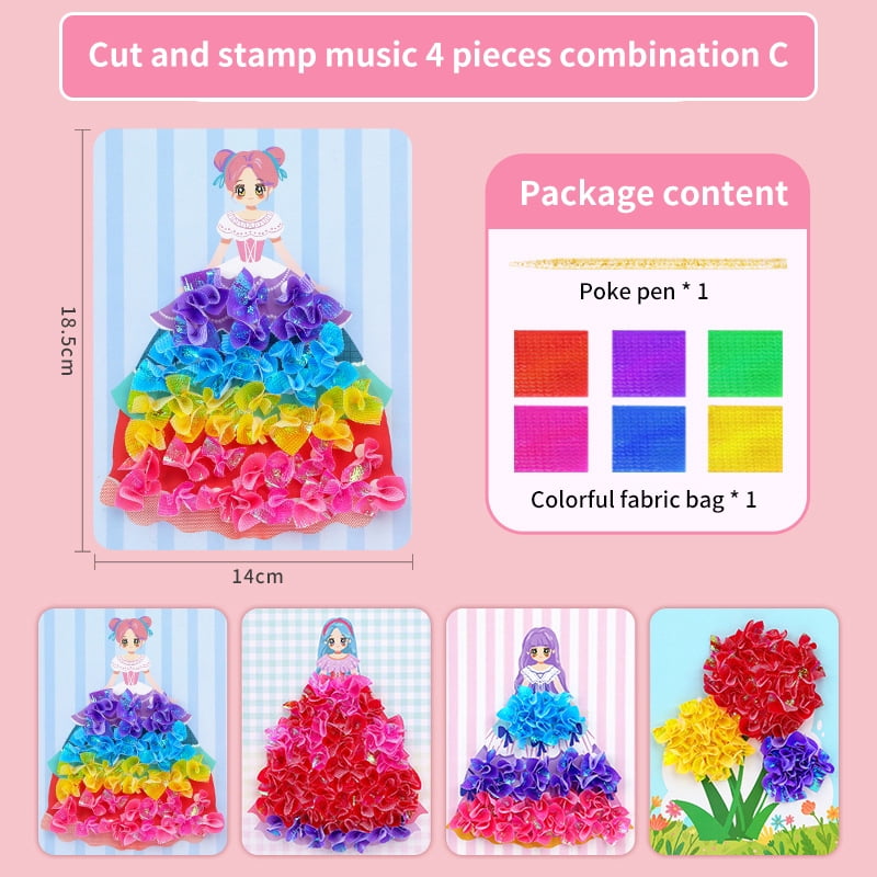 1 Set Birthday Gifts For Girl Children Fabric Poking Art DIY Puzzle ...