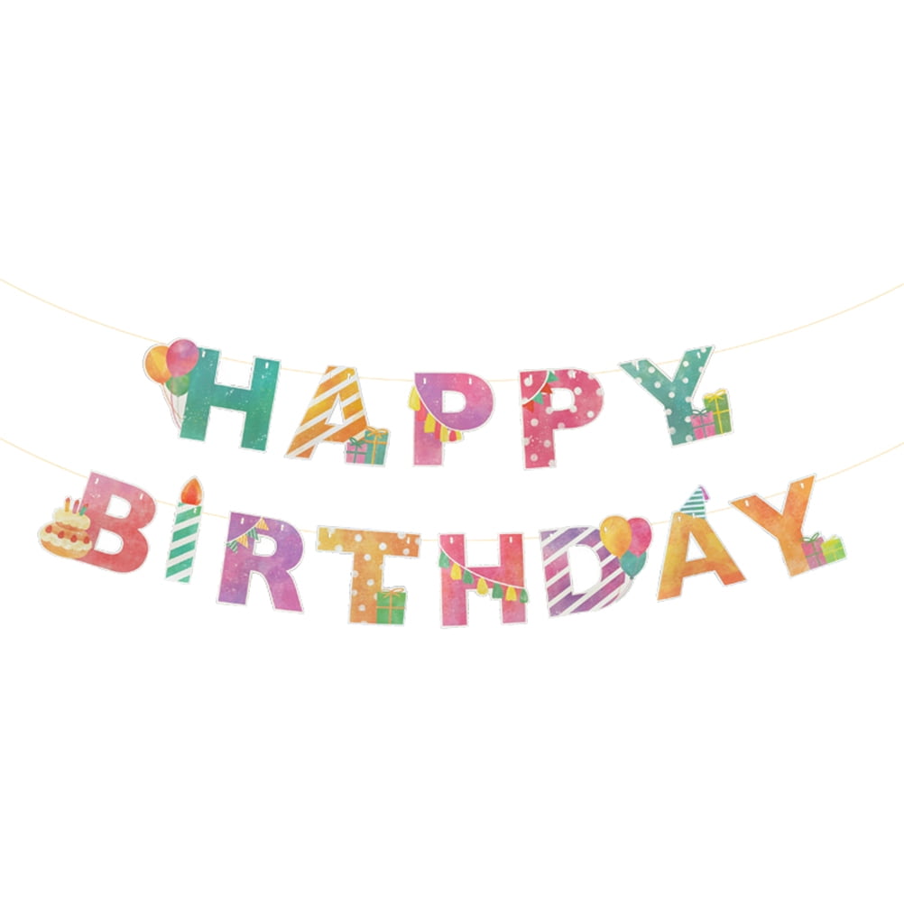 1 Set Birthday Themed Banner Party Hanging Banner Hanging Colorful ...