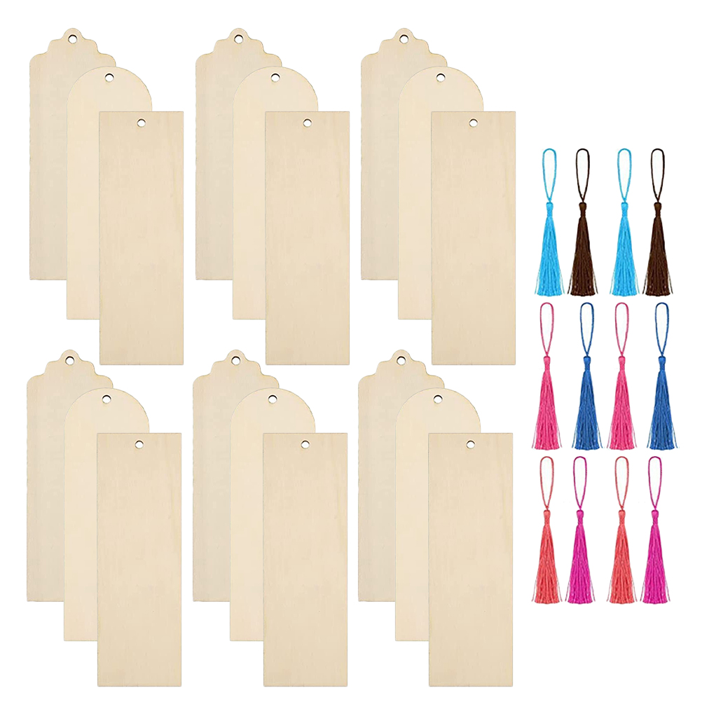 1 Set Blank Wood Bookmarks and Tassel Set Wood Blank Bookmarks ...