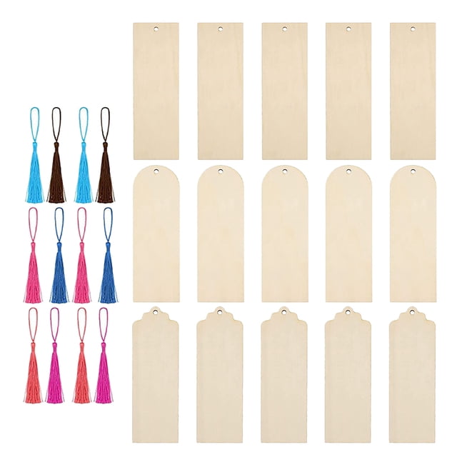 1 Set Blank Bookmarks and Tassel Set Wood Bookmarks Blank Craft ...