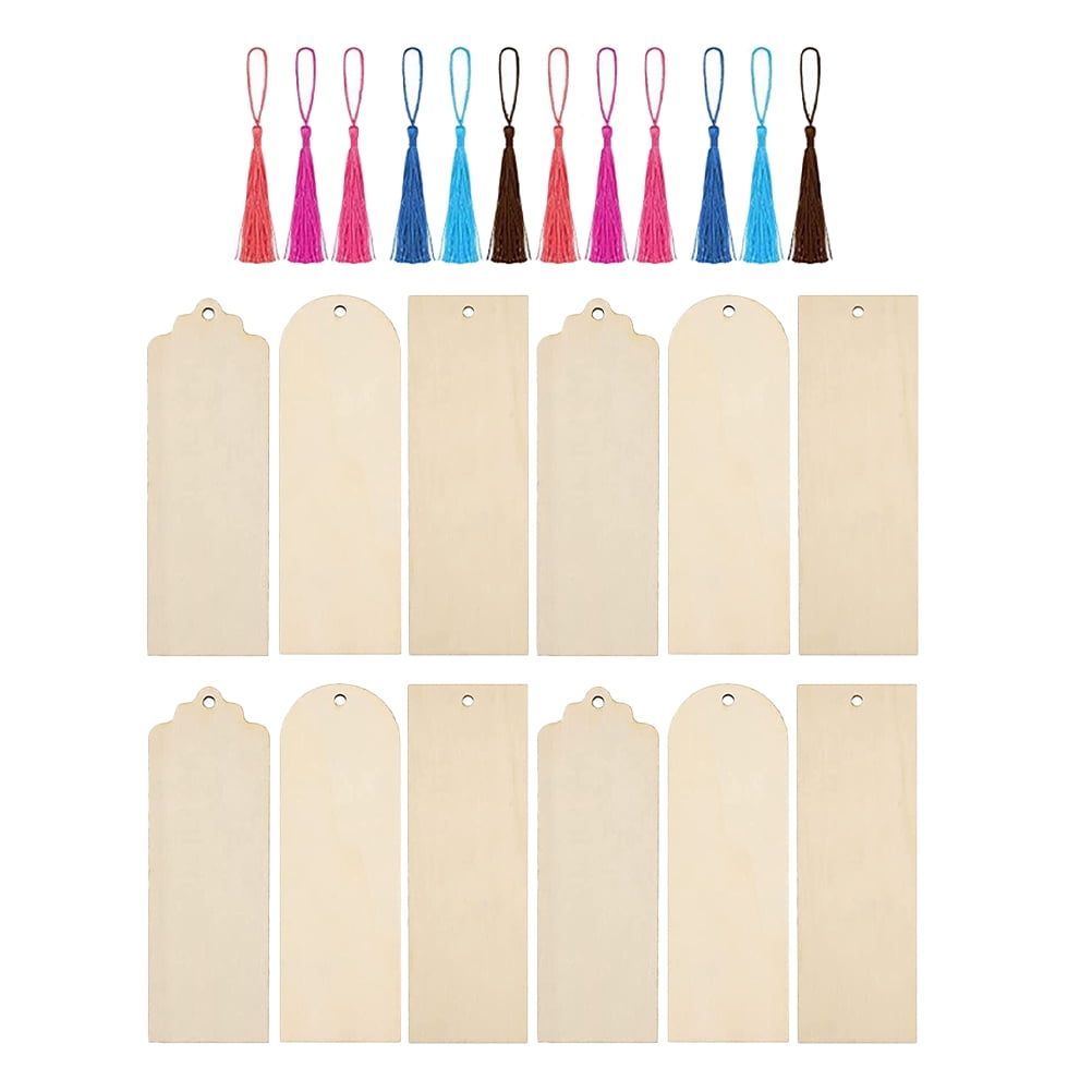 1 Set Blank Wood Bookmarks and Tassel Set Wood Blank Bookmarks ...