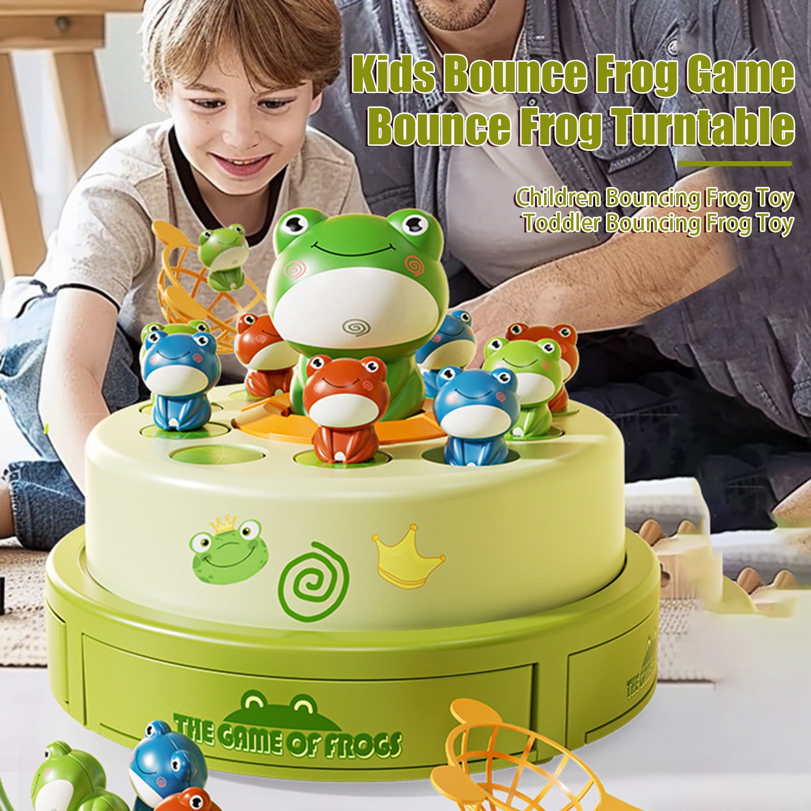 1 Set Bouncing Frog Toy Rotating Turntable Cartoon Frog Launcher ...