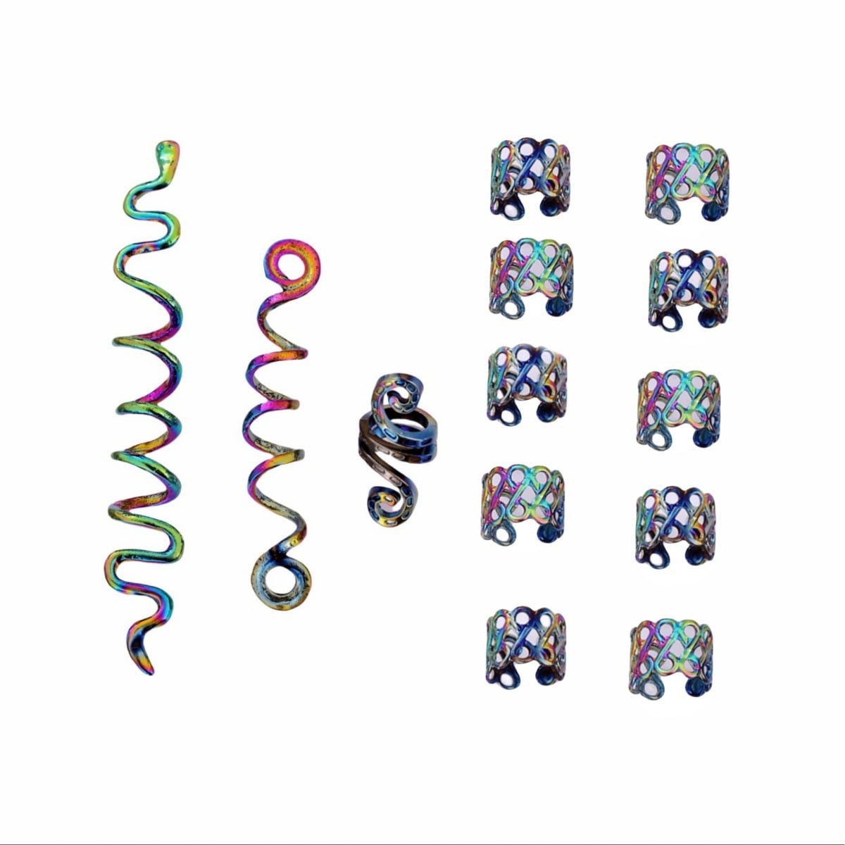 1 Set Braid Hair Rings Dreadlock Hair Spiral Hair Jewelry Rings Clips ...