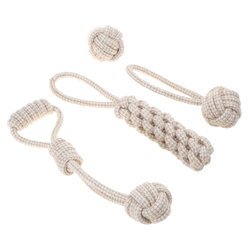 1 Set Braided Rope Tug Puppy Molar Lovely Knot Ball Food Grade Cotton ...