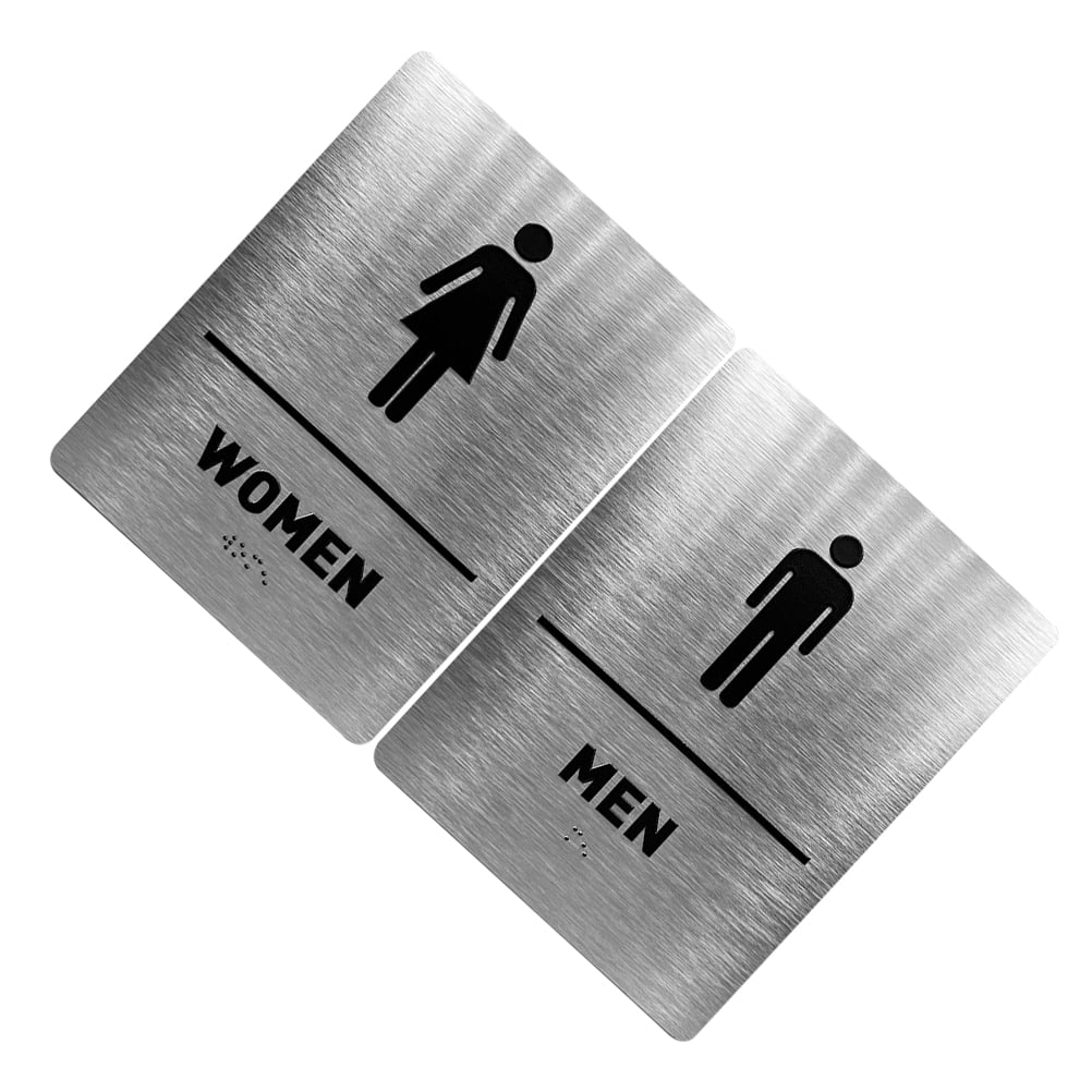 Restroom Signs for Men and Women Aluminium Plastic Panel Silver Color ...