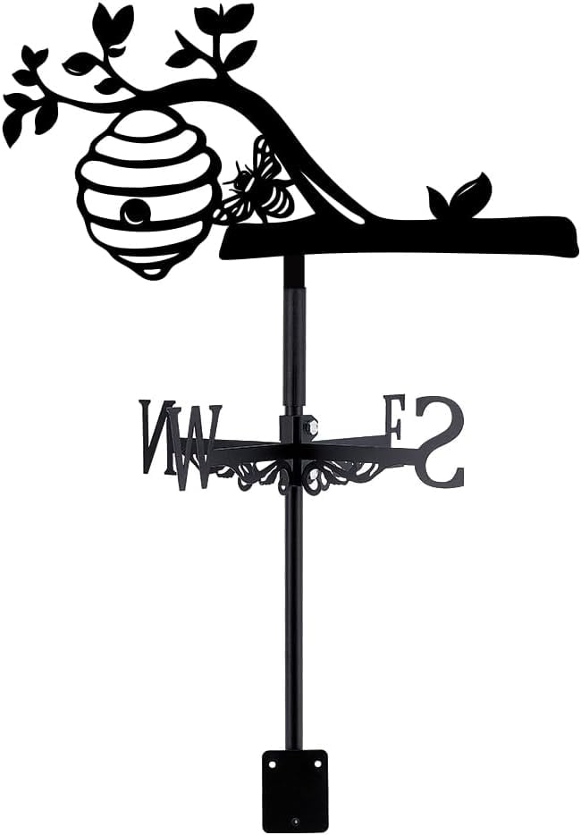 1 Set Branch Honeycomb Weather Vane Bee Weathervanes Black Metal Wind ...