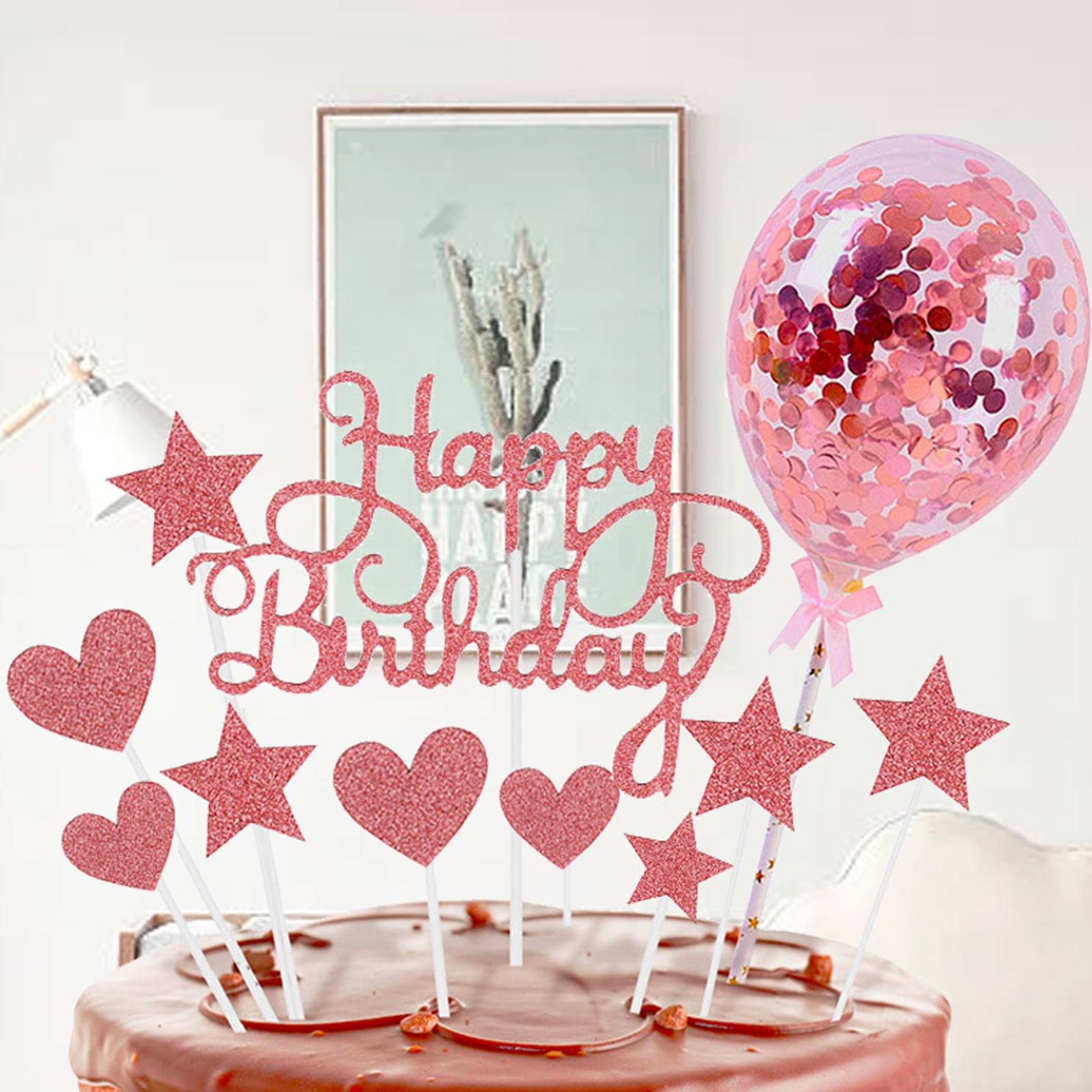1 Set Cake Card Easy-using Glitter Paper Pentagram Birthday Topper Ballon Set for Kid - Walmart.com