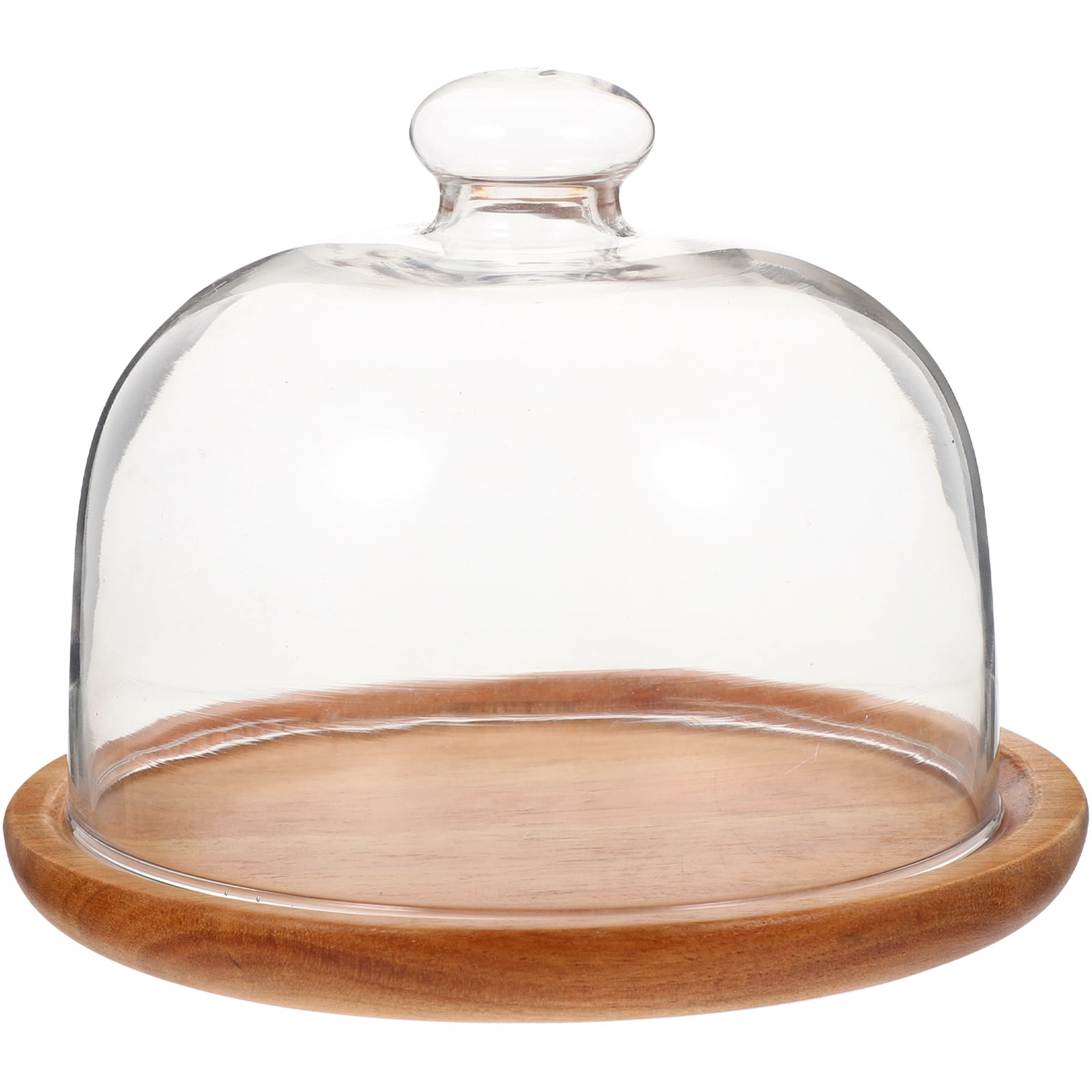 1 Set Cake Dome Clear Cake Dome Cake Display Stand Wooden Cake Plate ...