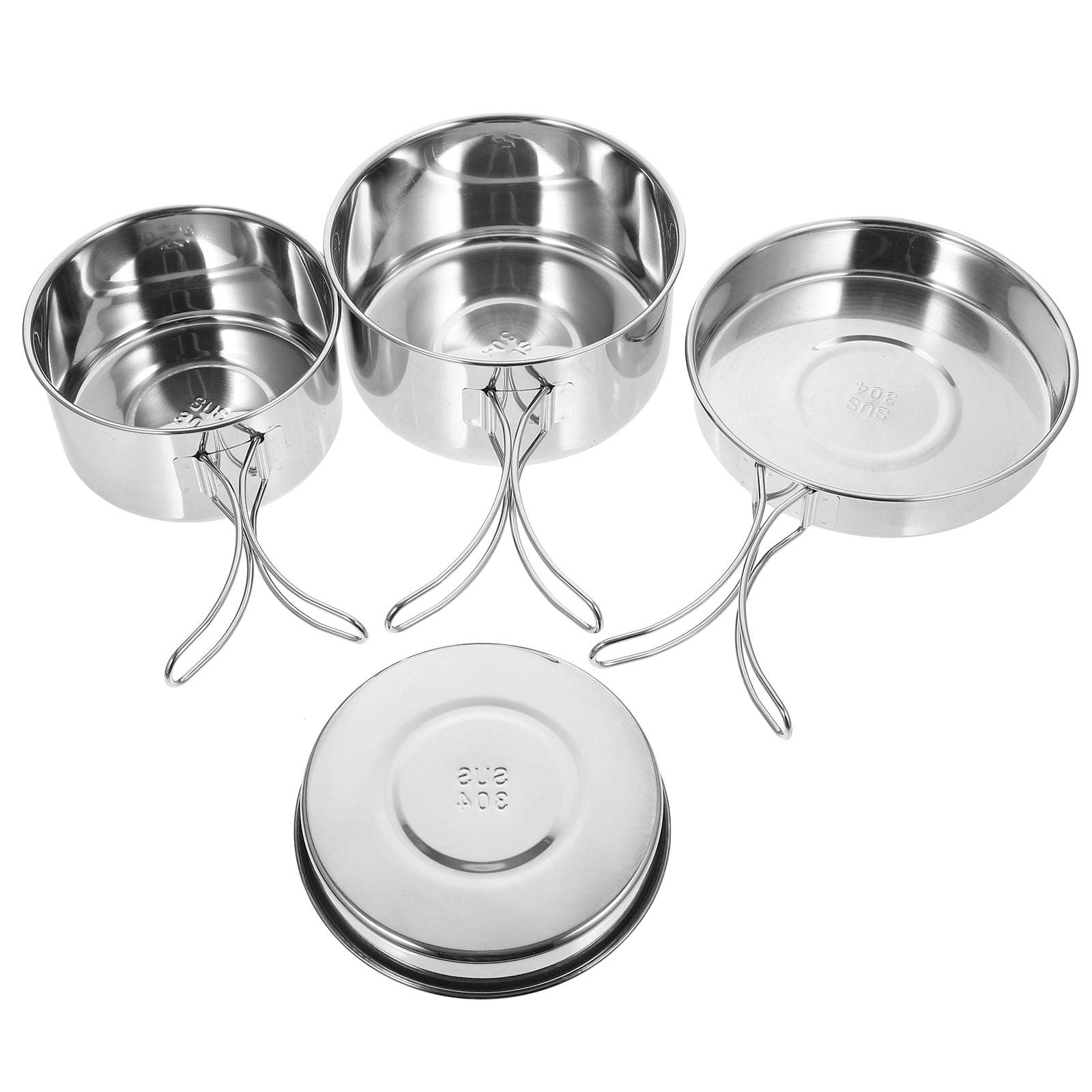 1 Set Camping Pot Pan Set Stainless Steel Camping Cookware Camping ...