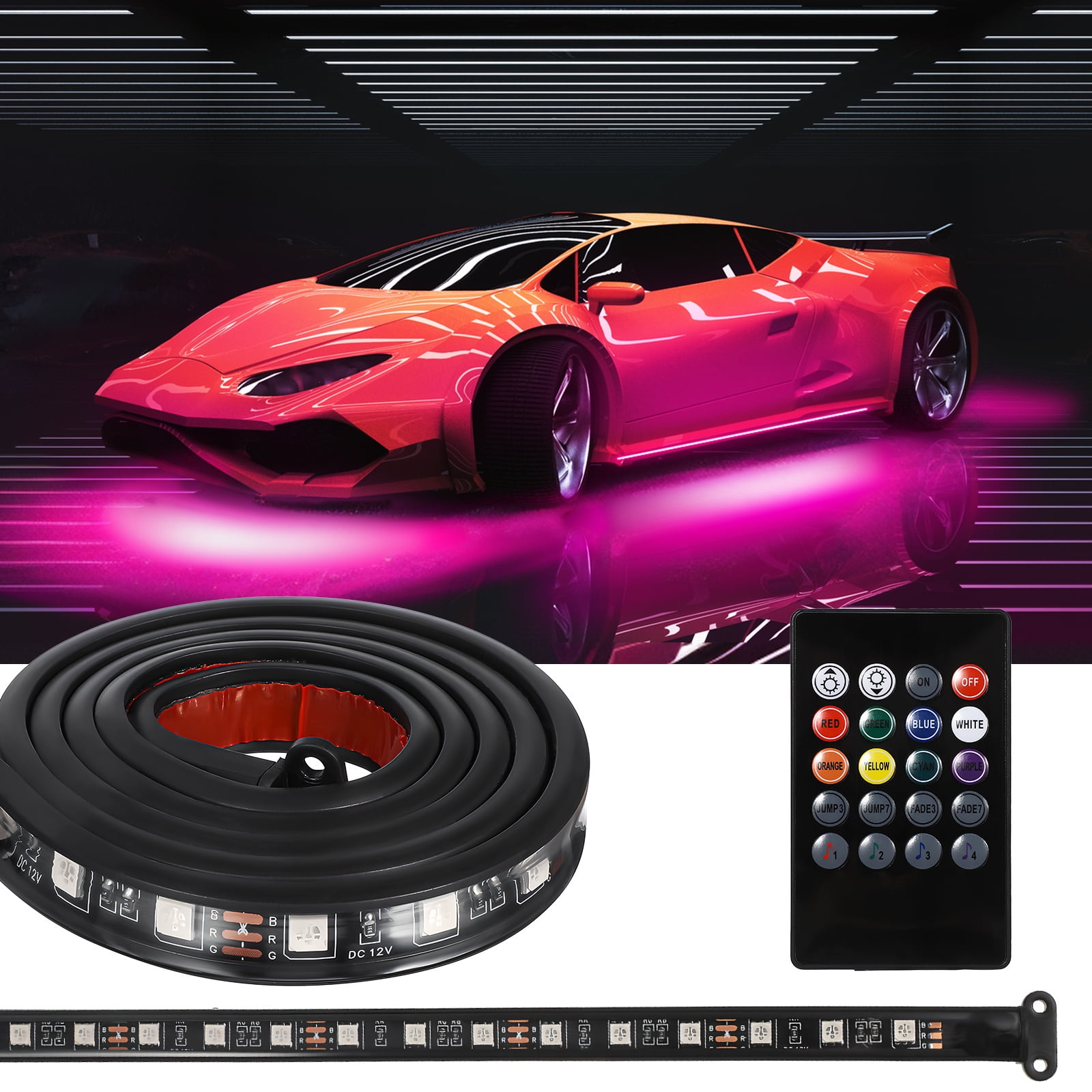 1 Set Car Exterior Led Light Car Led Strip Light Multi Colors Remote ...