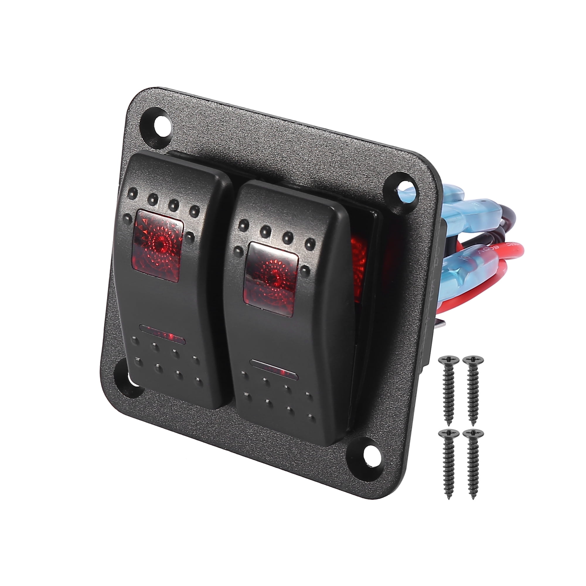 1 Set Car LED Rocker Toggle Switch Panel Waterproof Red DC 12V 24V for ...