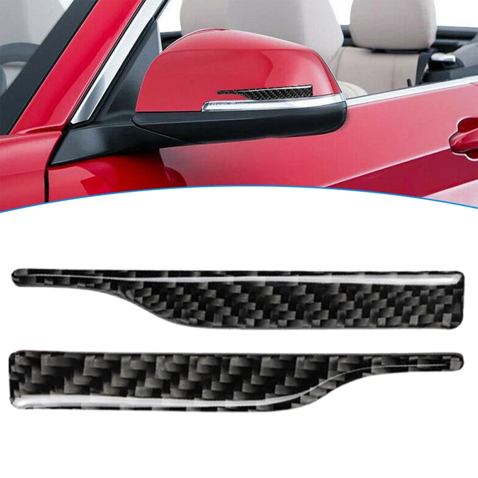 1 Set Car Rear View Mirror Anti-Collision Strip,Glossy Carbon Fiber Car ...