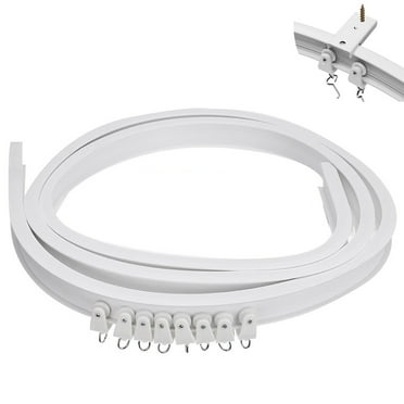 Flexible Ceiling Curtain Track, White Mount Rail with Hanging Kit ...