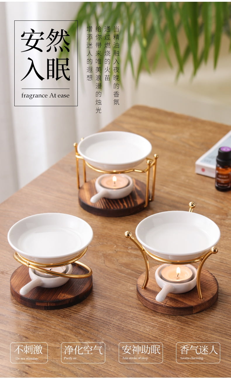 1 Set Ceramic Dish Essential Oil Burner Scented Wax Melt Warmer with ...