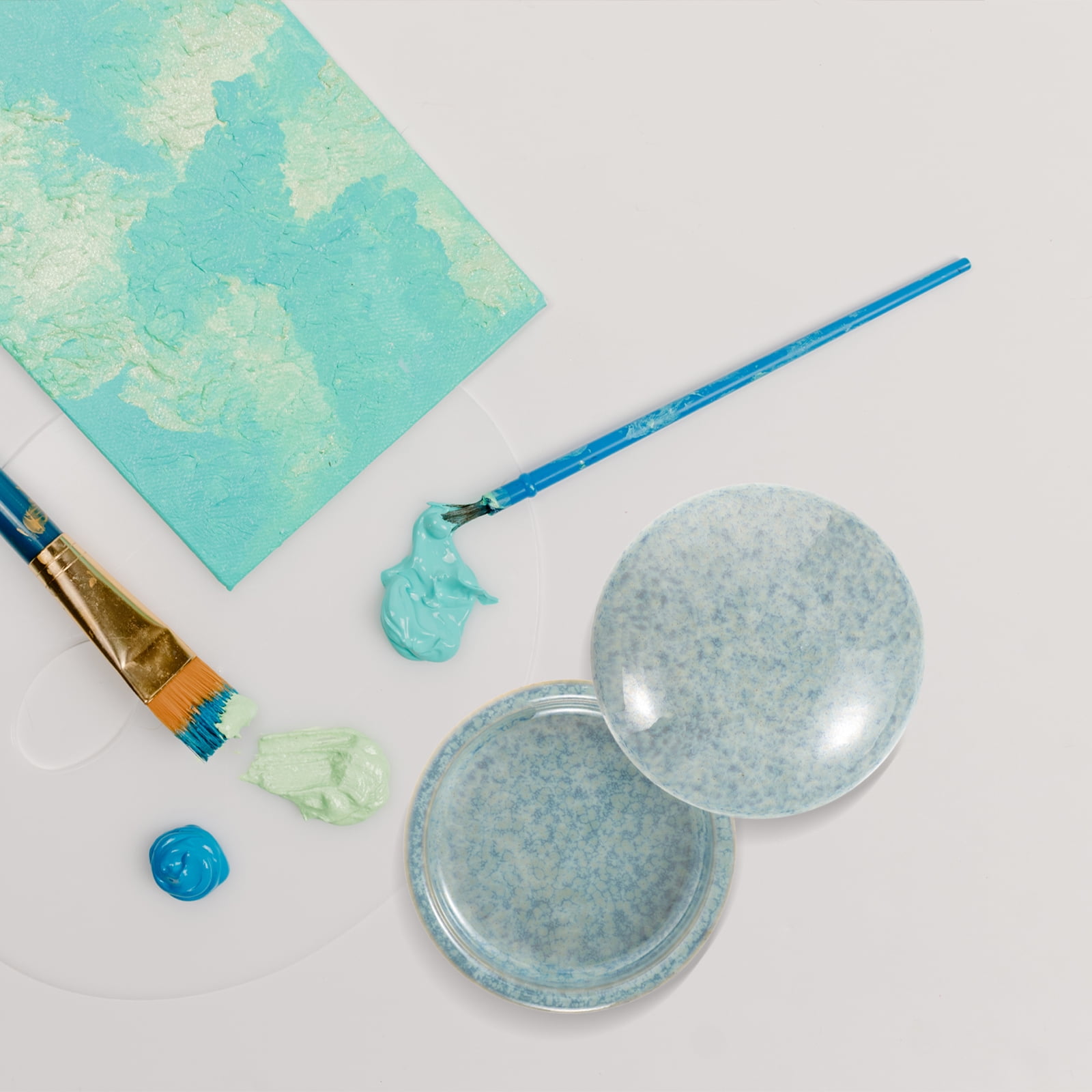 PENIKOKO 1Set Convenient Sky Blue Ceramic Watercolor Tray for Efficient ...