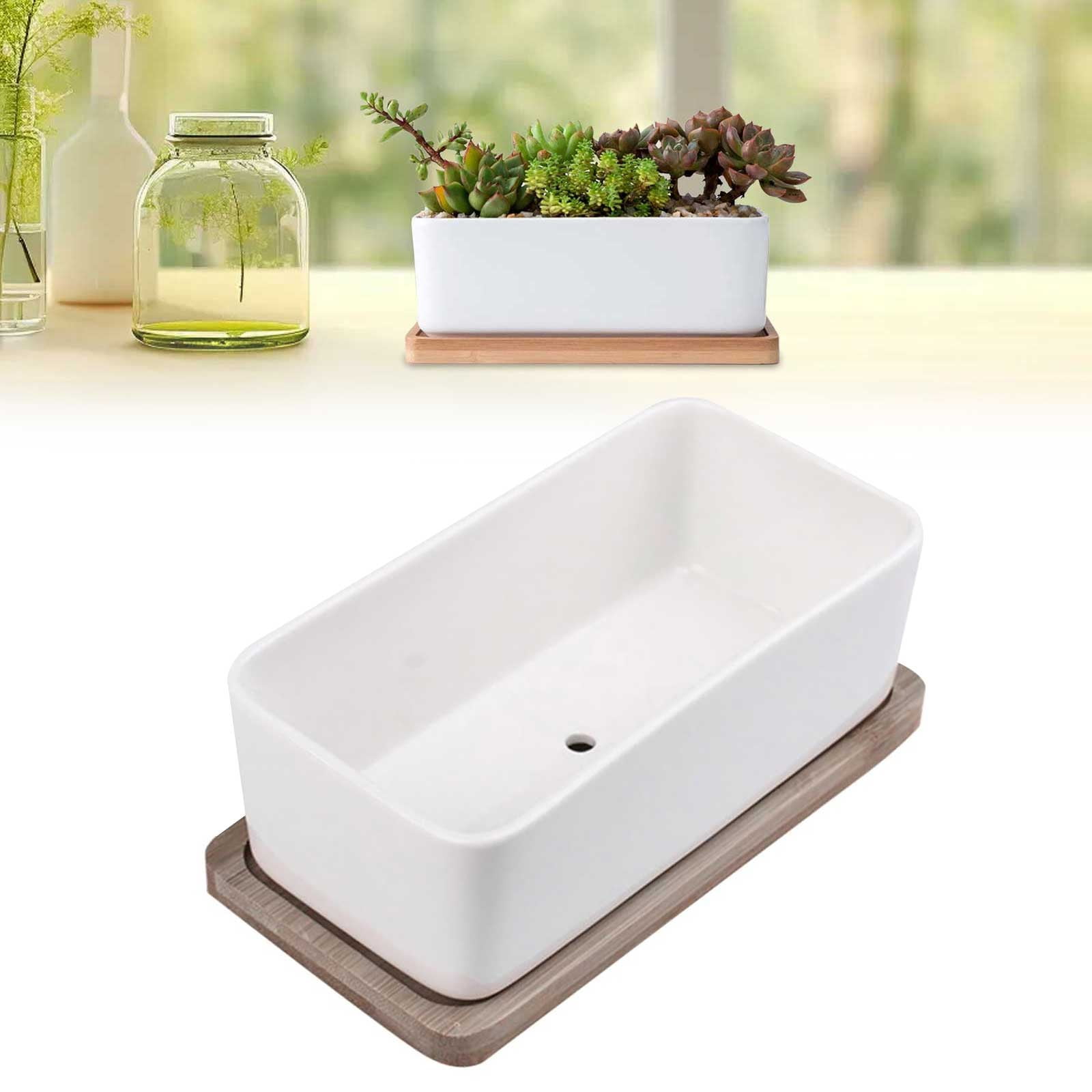 1 Set Ceramic Tray Succulent Planter Beverage Container Rectangular ...