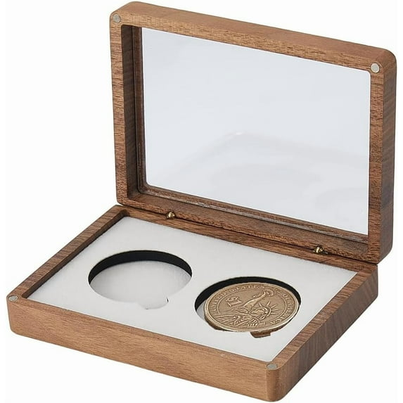 1 Set Challenge Coin Display Case 2-Slot Wood Challenge Coin ...