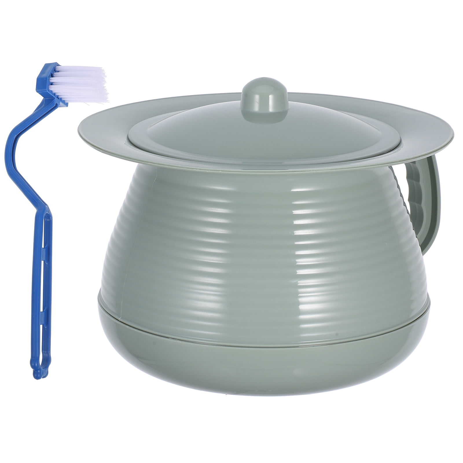 1 Set Chamber Pot with Lid Handle Brush Bedroom Urinal Bottle Spittoon ...