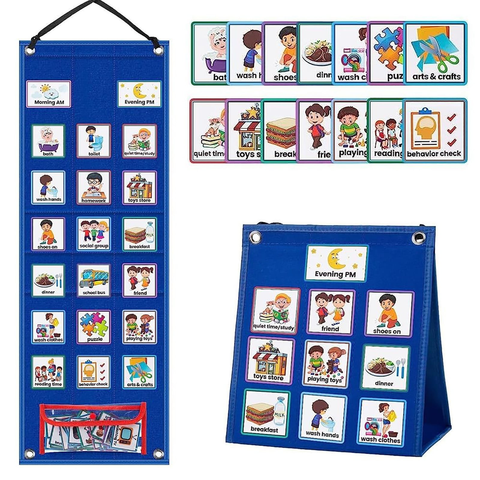 1 Set Children'S Visual Schedule - Kids Visual Schedule Calendar 2 in 1 ...