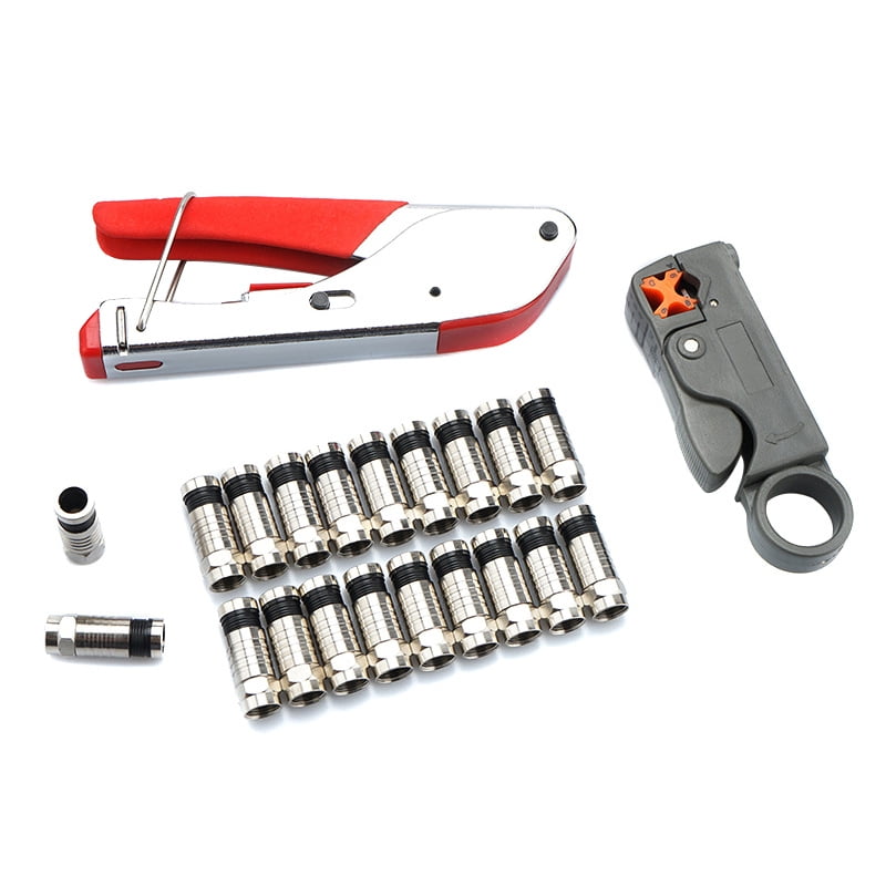 1 Set Coaxial Compression RG Connector Stripper Tool Kit RG6F Coax ...