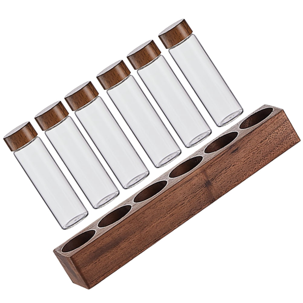 1 Set Glass Coffee Bean Container with Wood Stand for Storage Tubes and ...