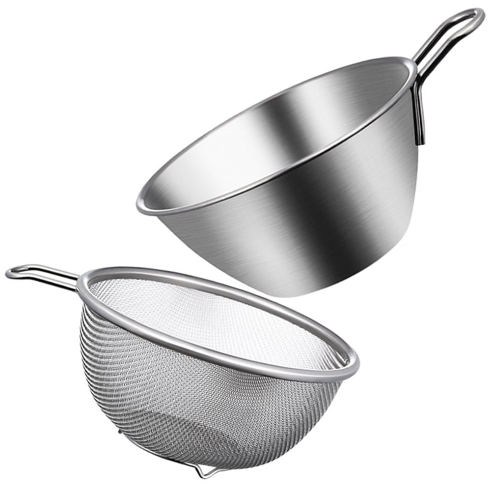 1 Set Colander with Bowl Fine Mesh Strainer Stainless Steel Strainer ...