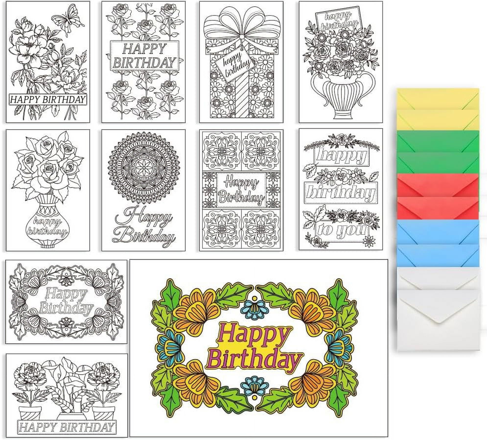 1 Set Coloring Paper Greeting Cards Sets with 10Pcs Kraft Paper ...