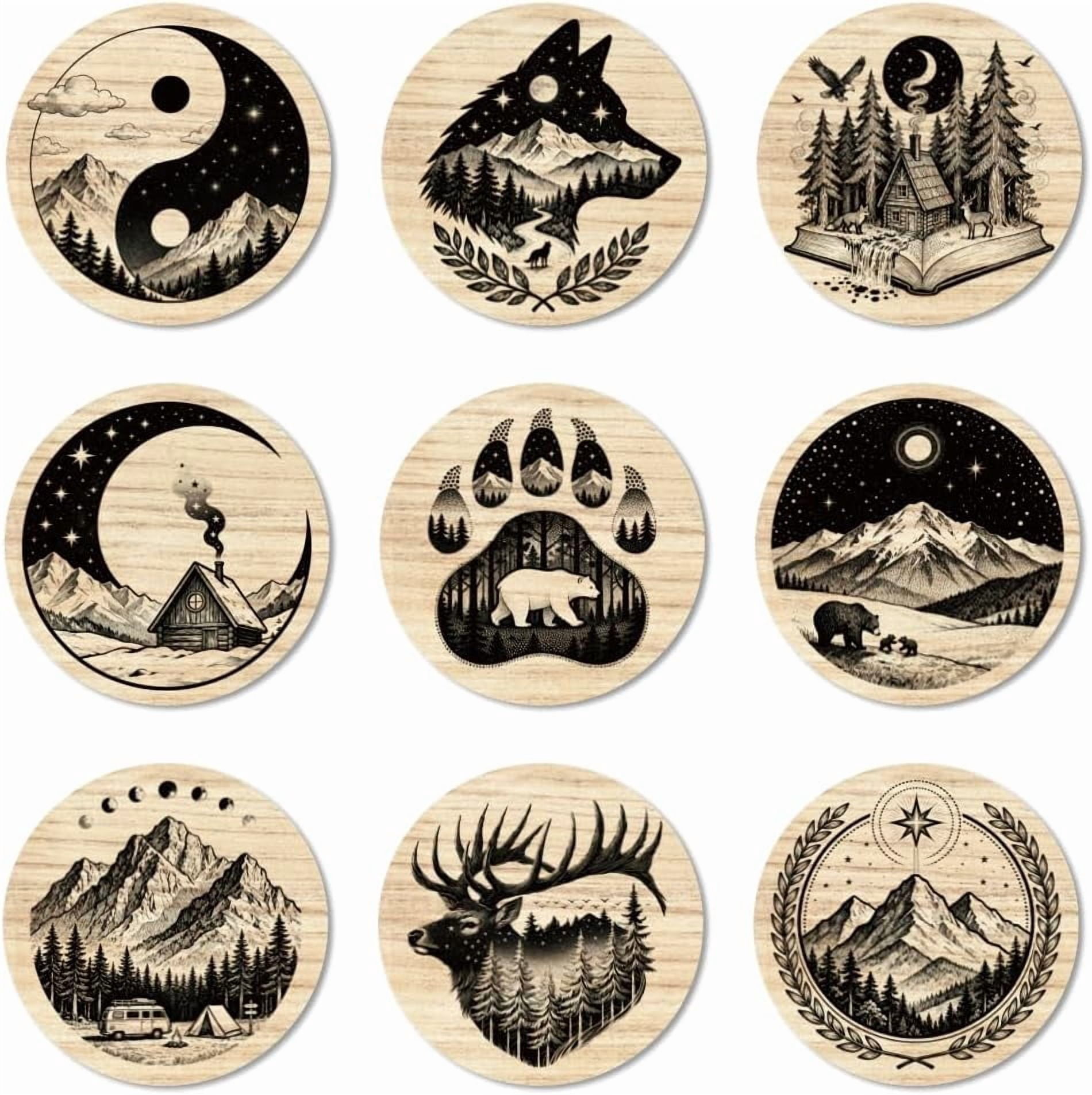1 Set Composite Board Cup Mats Set Printed Coasters Mountain 100x5mm ...