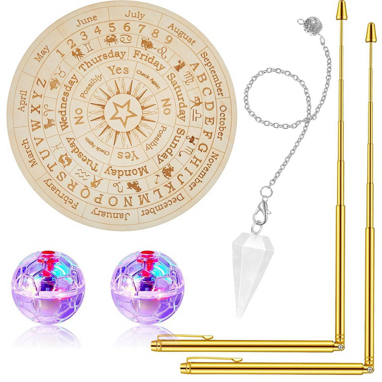 1 Set Copper Dowsing Rods Spiritual and Pendulum Board Kit for the ...