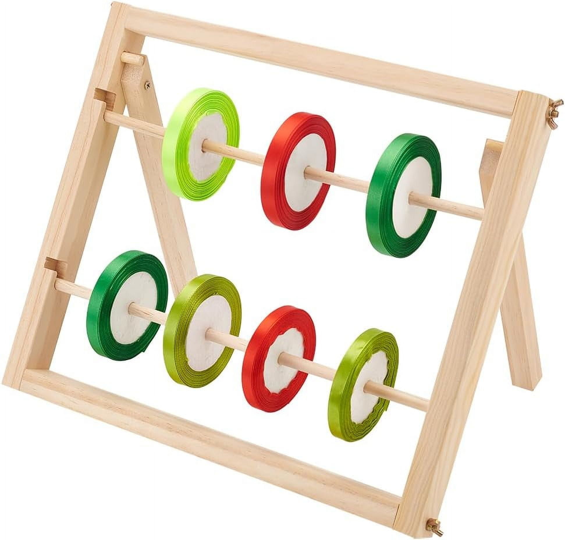 1 Set Craft Ribbon Storage Organizer 2-Tier Wooden Ribbon Organizer ...