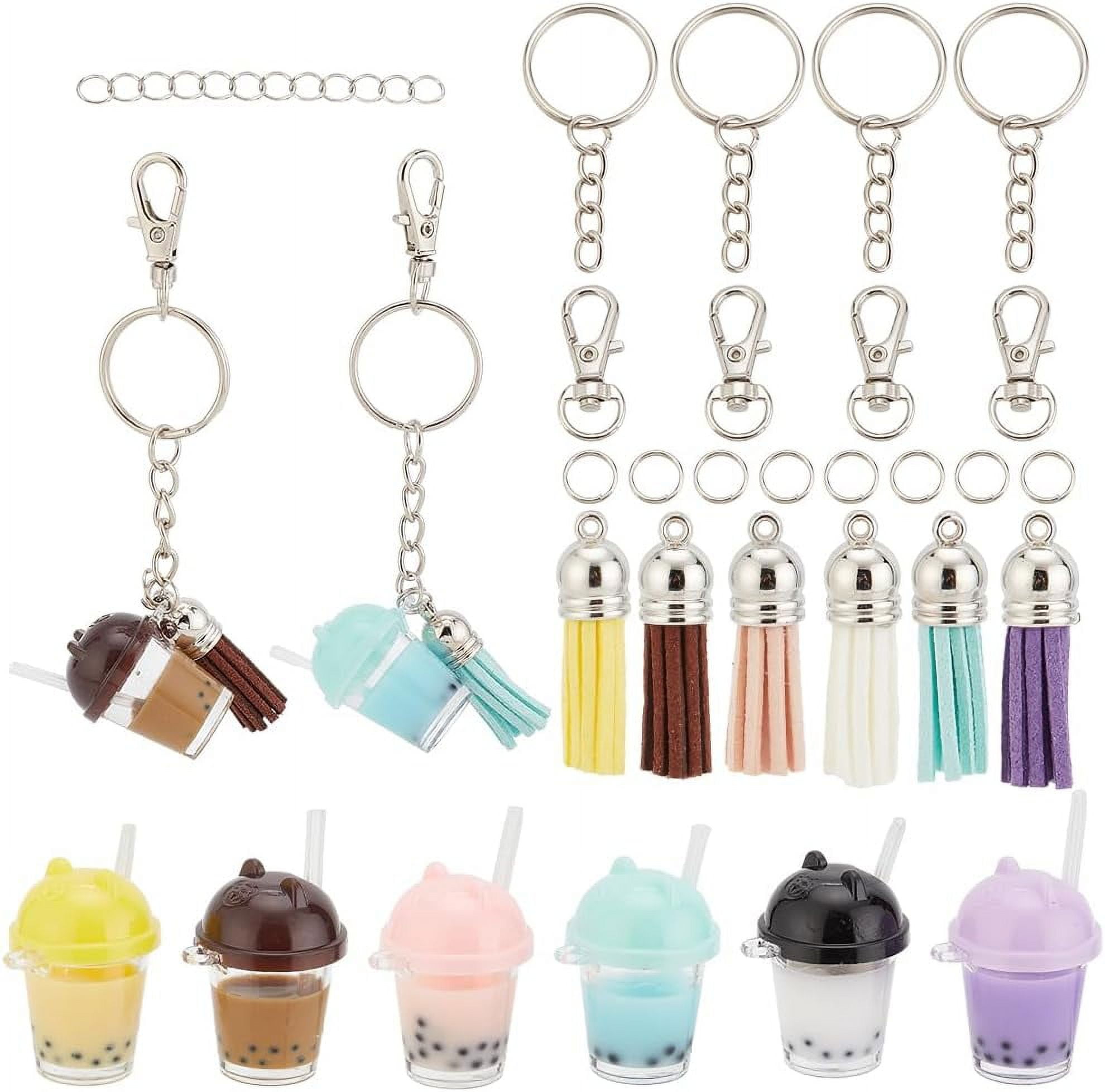 1 Set DIY Bear Milk Tea Cup Keychain Making Kit Including Resin ...