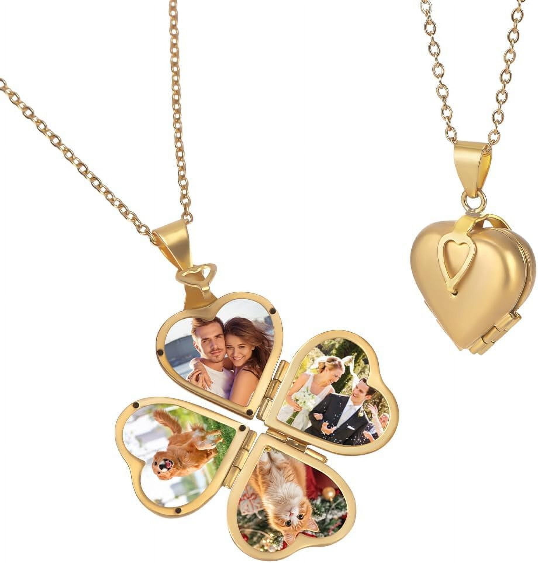 1 Set DIY Brass Heart Locket Pendant Necklaces Making Kits Golden ...