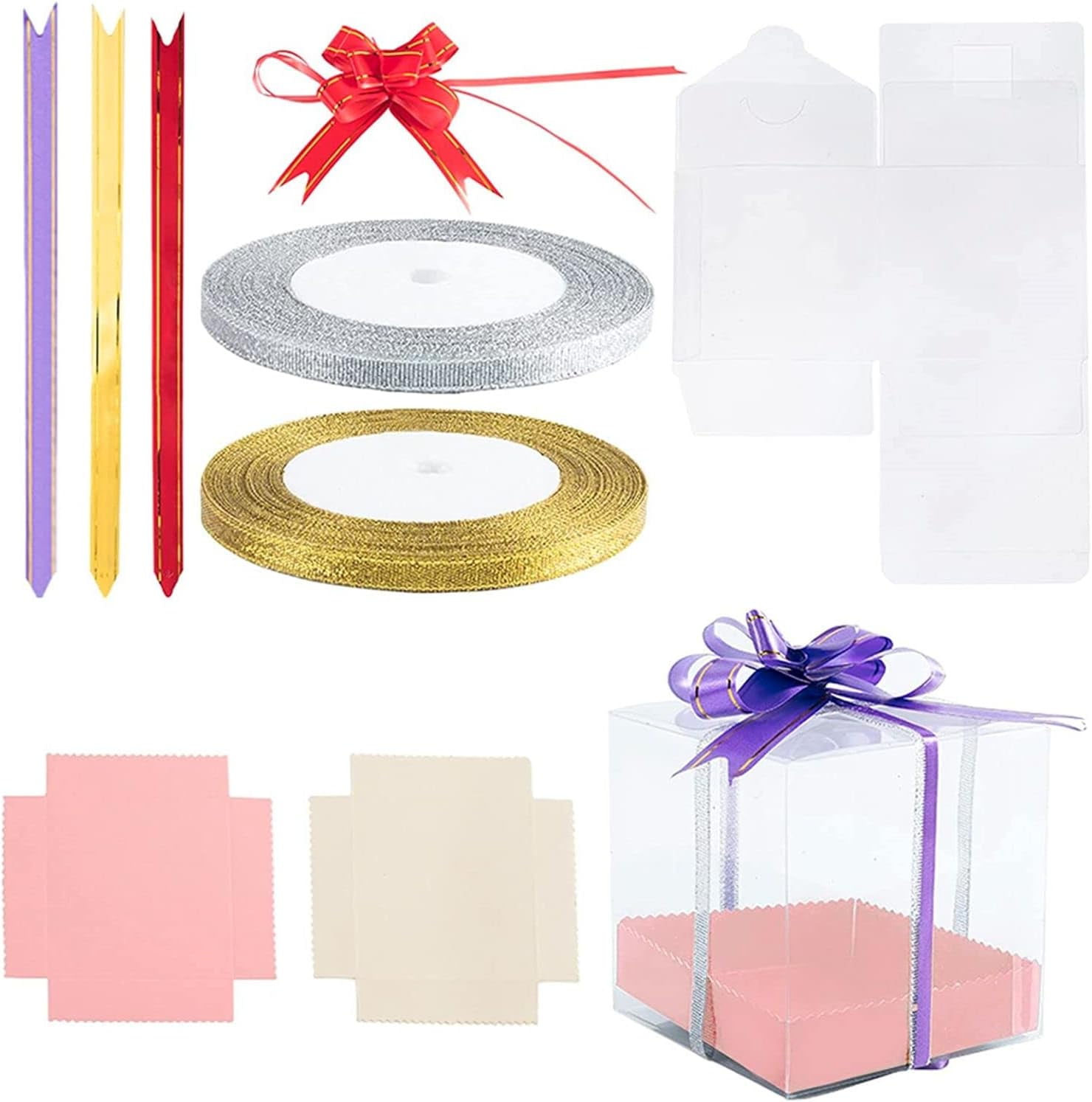 1 Set DIY Gift Box Making with Plastic PVC Box Gift Packaging Glitter ...