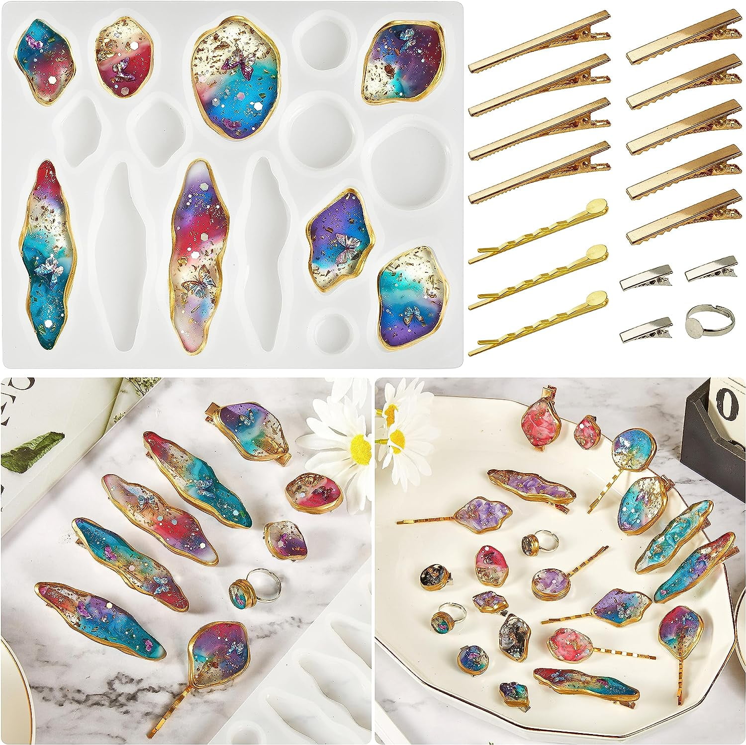 1 Set DIY Hair Charms Hairpin Mold Reusable Hairpin Mold Epoxy DIY ...