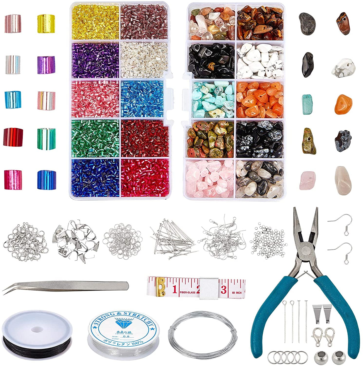 1 Set DIY Jewelry Kits with Gemstone Beads FGB Glass Beads Iron Jump ...