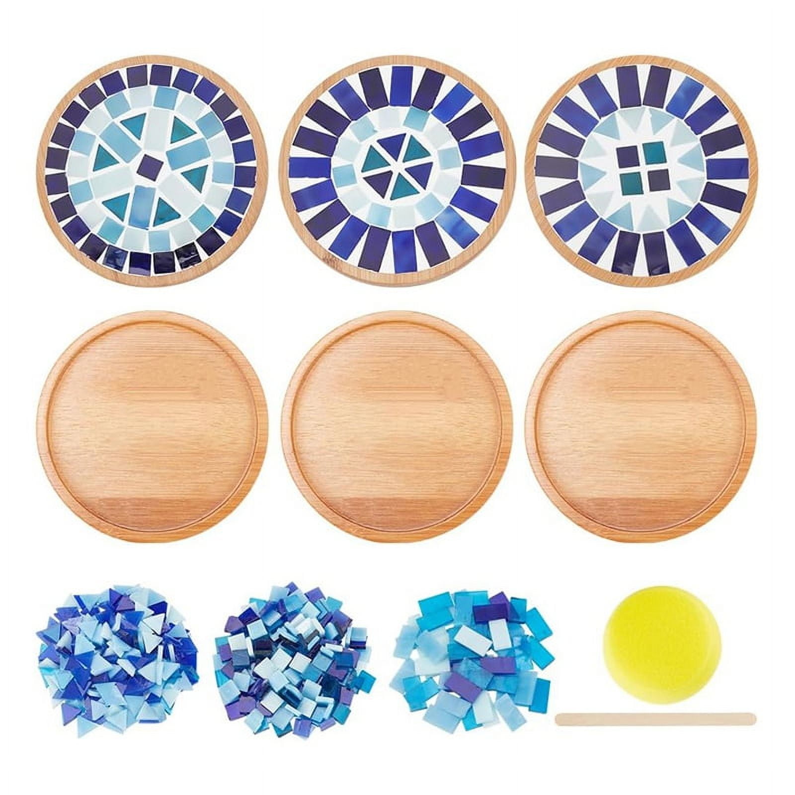 1 Set DIY Mosaic Craft Kit for Adults Beginner,Blue Glass Mosaic Tiles ...