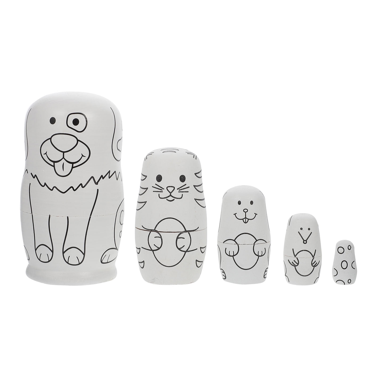 1 Set DIY Painting Russian Matryoshka Dolls Cartoon Pattern Nesting ...